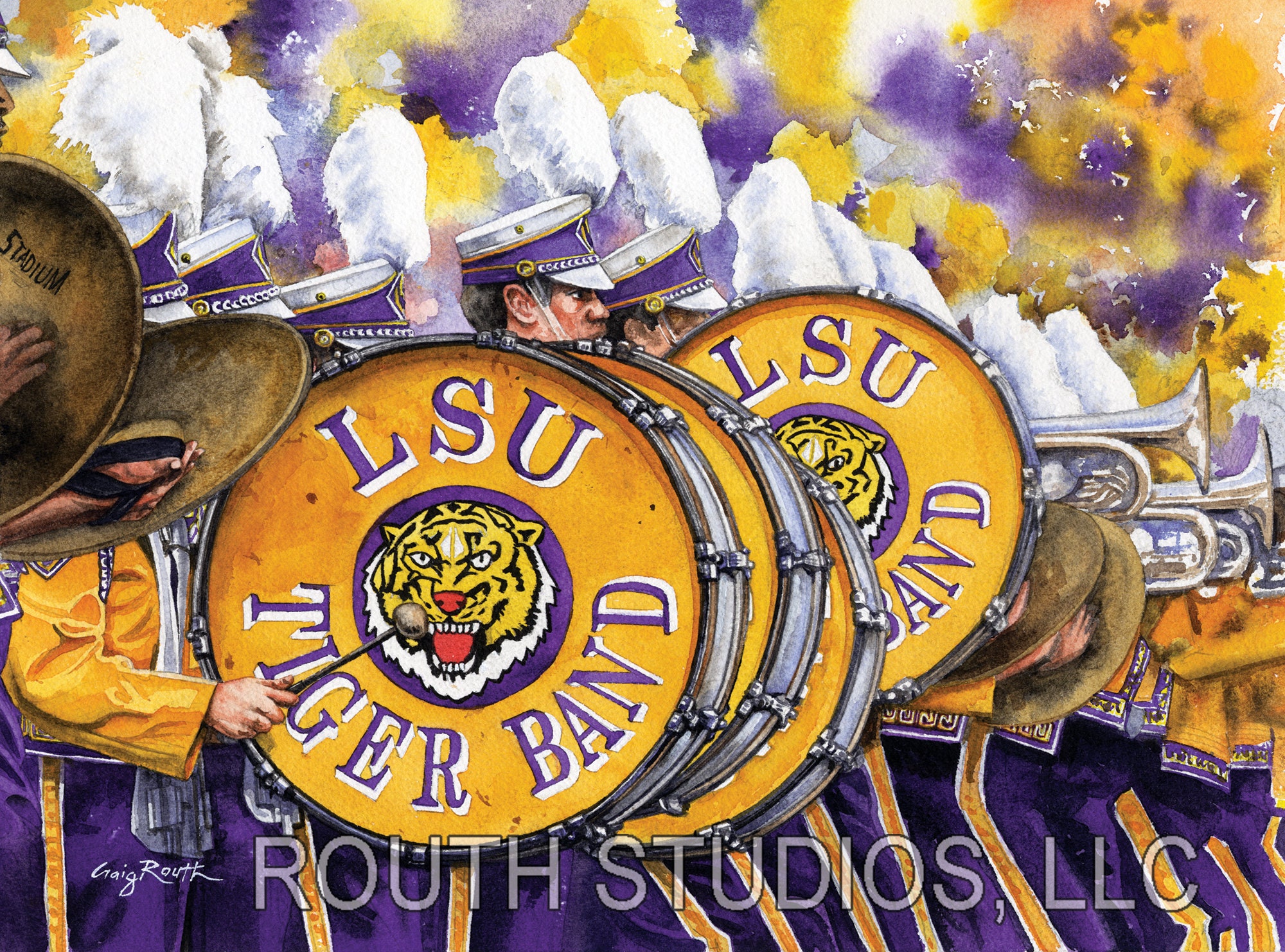 LSU Art Print. The Golden Band LSU Football art by Craig | Etsy