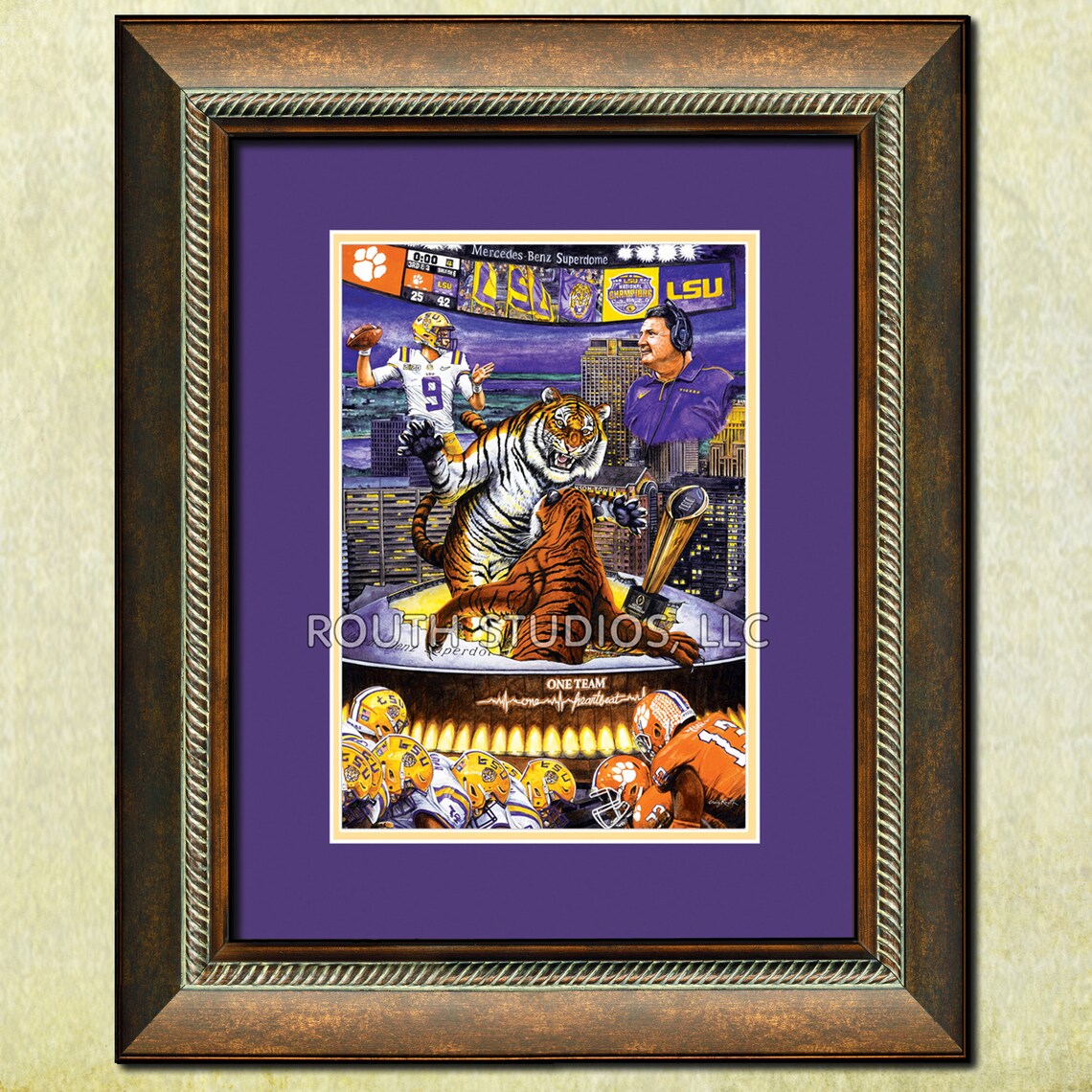 LSU Art Print. One Team, One Heartbeat-lsu Louisiana Art Print, Mike ...