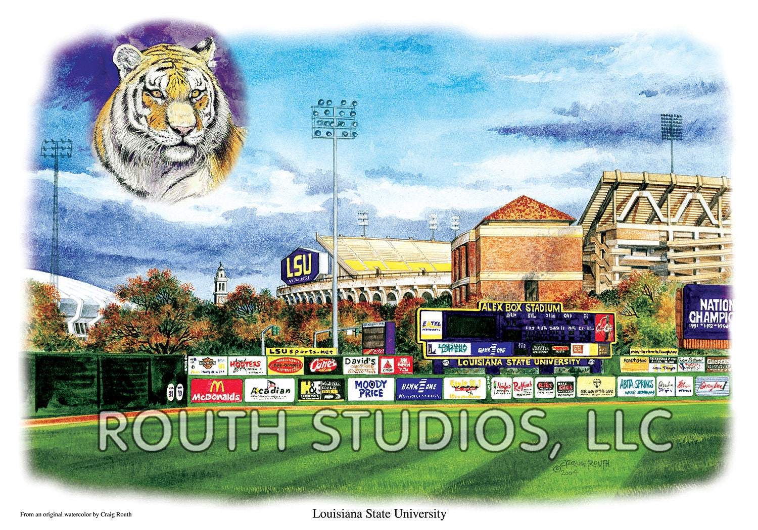LSU art print Alex Box 2004 Tiger Stadium PMAC Licensed | Etsy