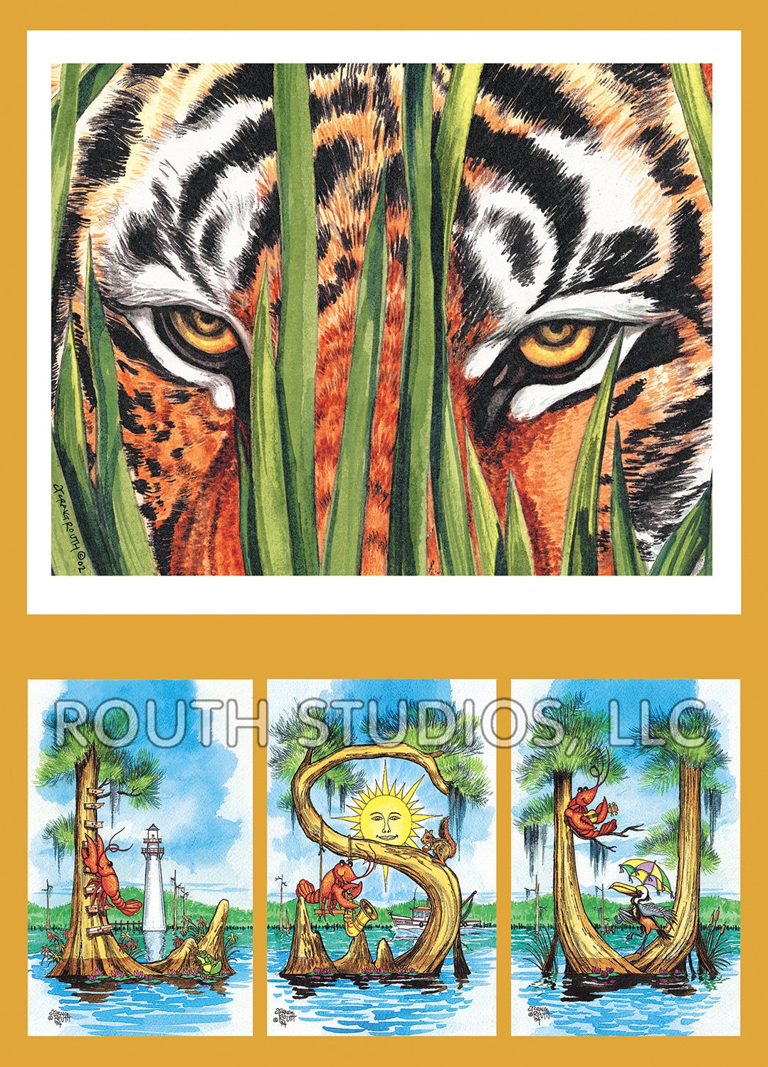 LSU Art Print, Mike the Tiger Eyes With LSU in Cypress Trees, Licensed ...