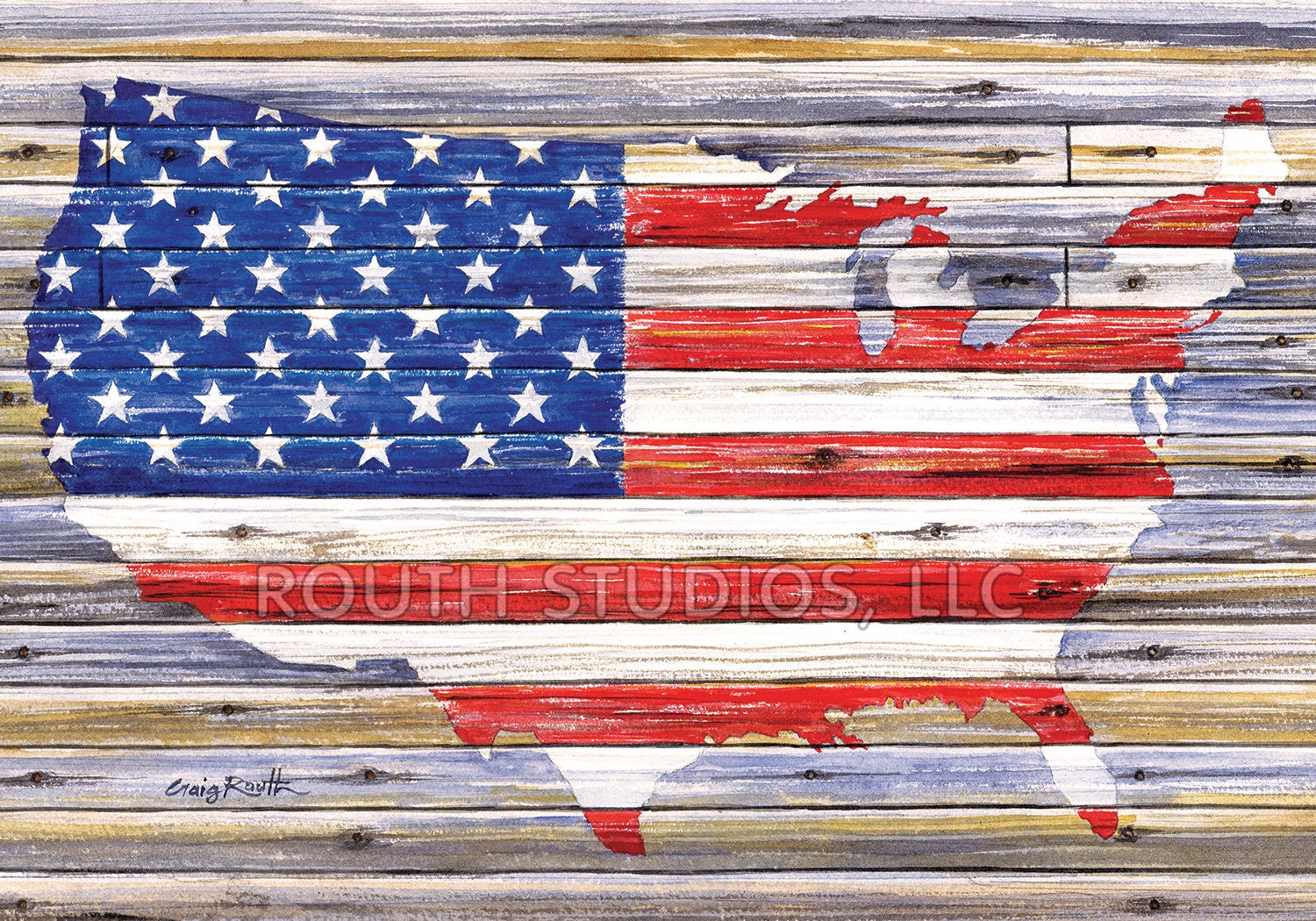 Patriotic Art Print Rustic Old Glory American Flag United - Etsy