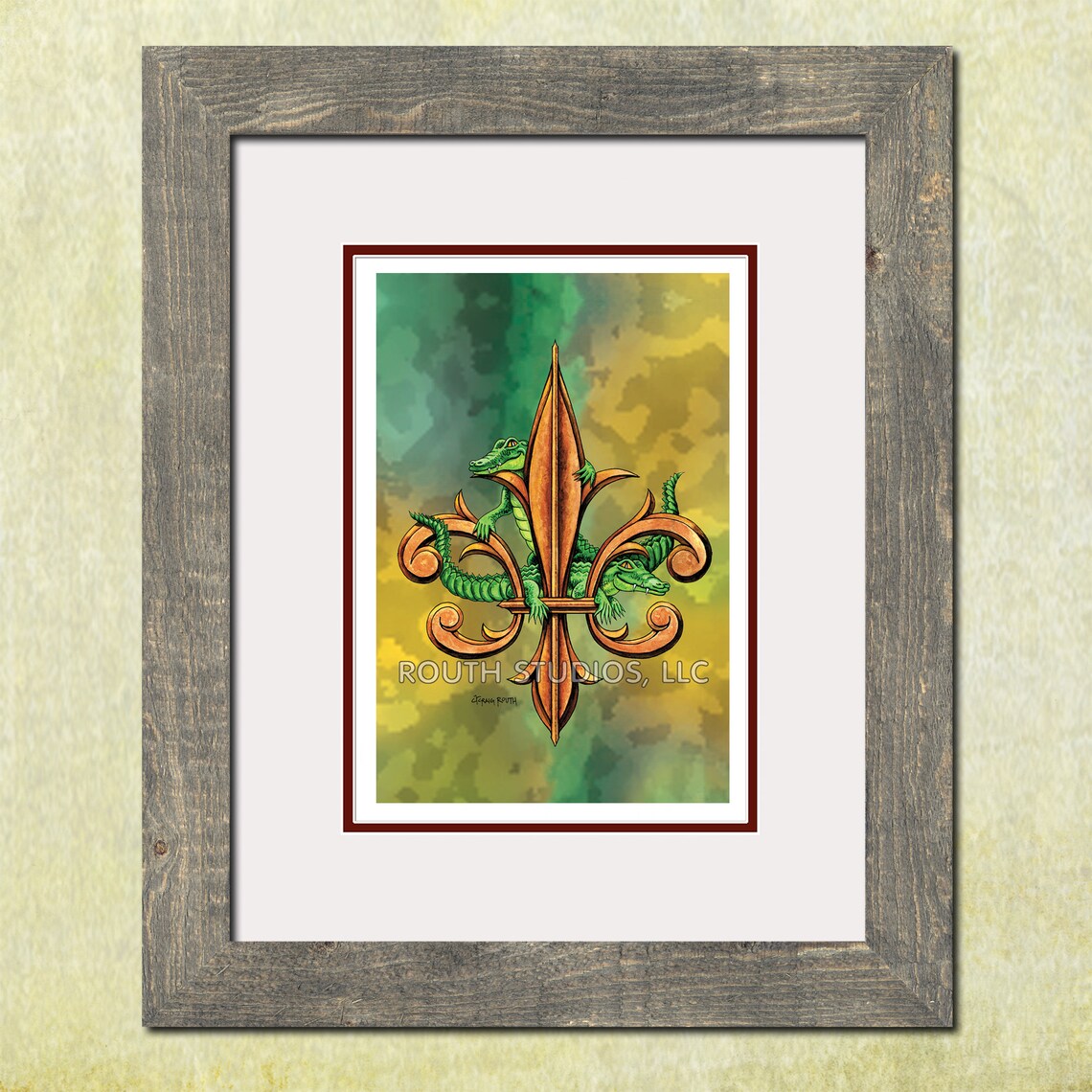 Louisiana Art Print Alligator Fleur-de-lis Whimsical Cajun - Etsy