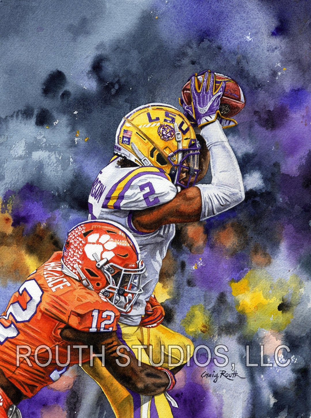 LSU Art Print, Justin Jefferson Football Art by Craig Routh - Etsy Denmark