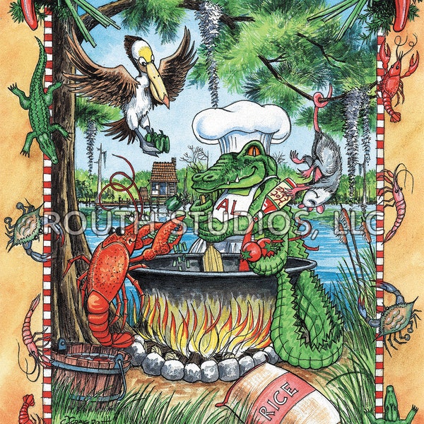 Alligator Cajun Art - Etsy