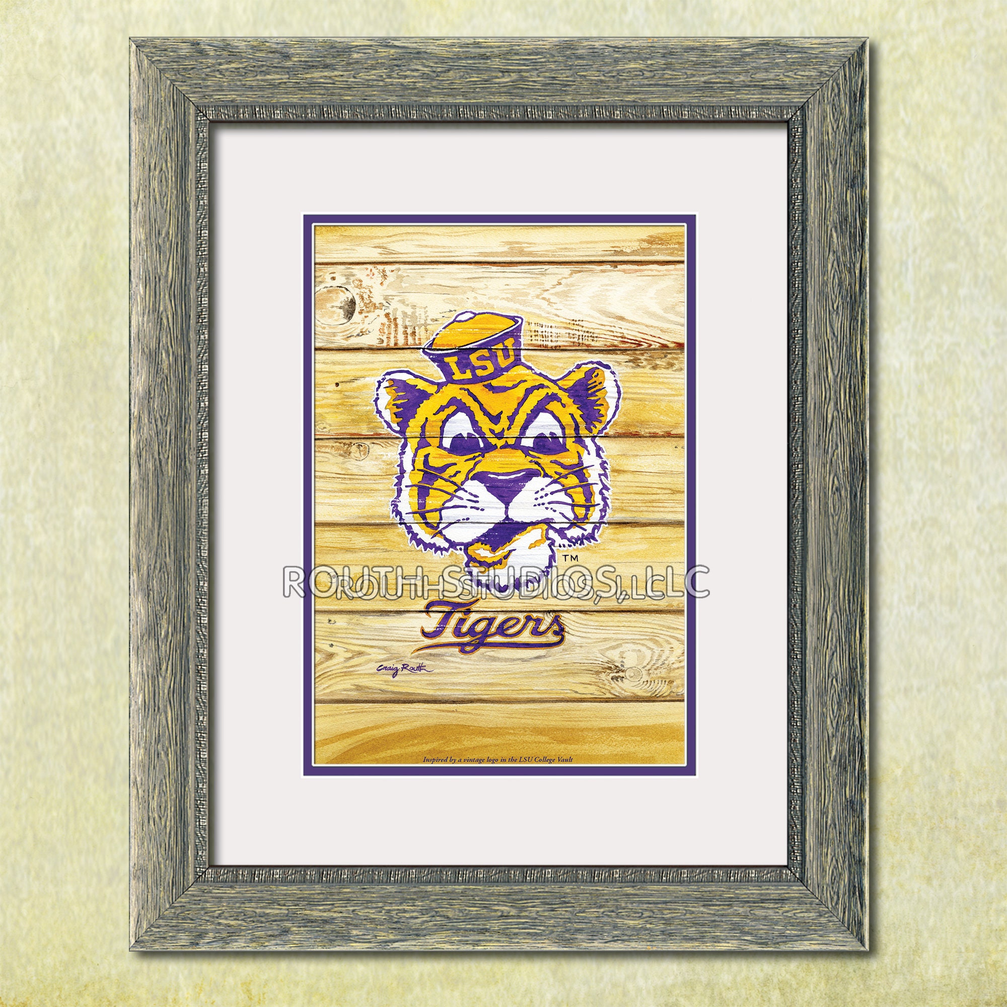 LSU art print Vintage LSU Sailor Mike the Tiger | Etsy