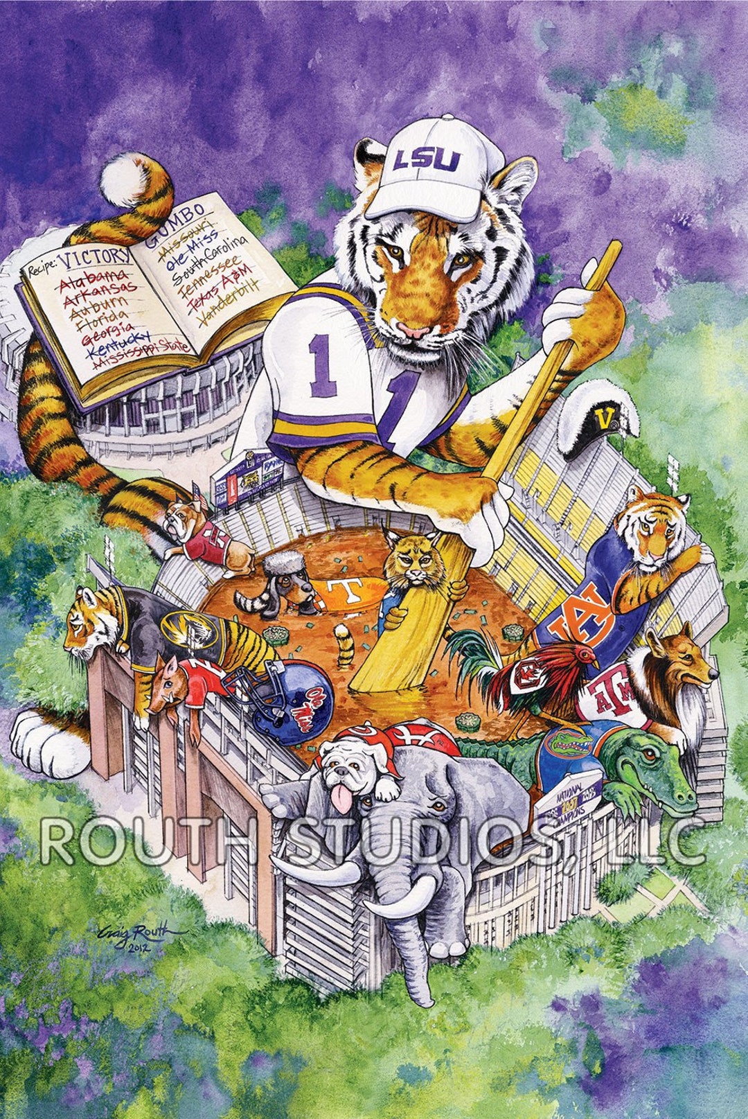 2019 Victory Gumbo - LSU Art Print, Mike the Tiger, Tiger Stadium, Art ...