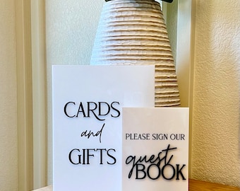 Cards and Gifts Sign , Arch Acrylic Duo Sign, Guest Book Sign, Cards ...