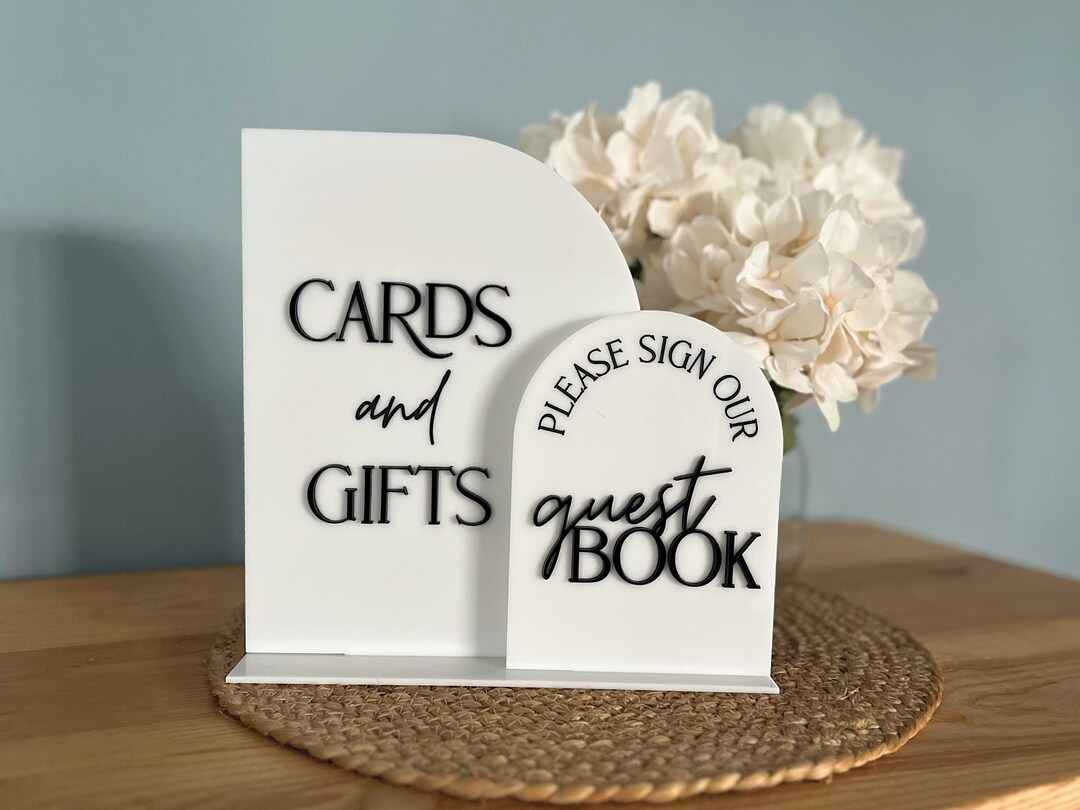 Cards and Gifts Sign , Arch Acrylic Duo Sign, Guest Book Sign, Cards ...