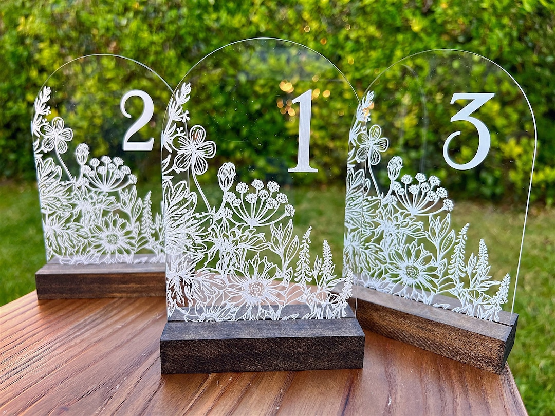 Wildflower Acrylic Table Numbers , Table Decor , Wedding, Table Number ...