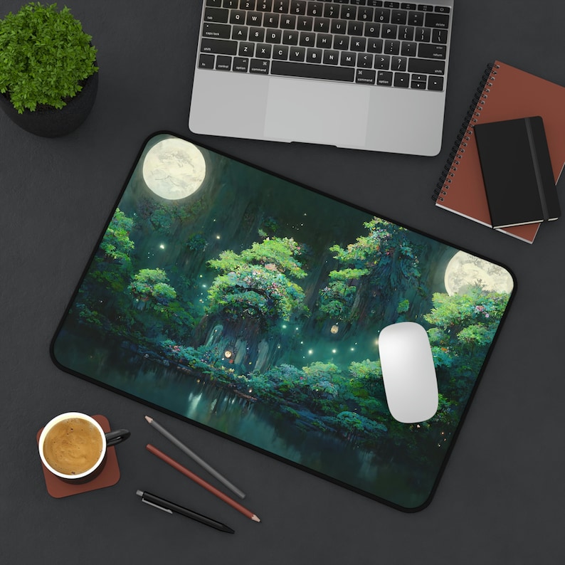 Ghibli Inspired Magical Forest Desk Mat Mousepad for Gamers - Etsy