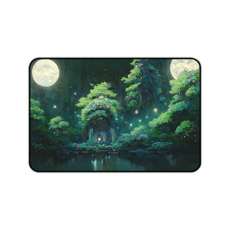Ghibli Inspired Magical Forest Desk Mat Mousepad for Gamers - Etsy