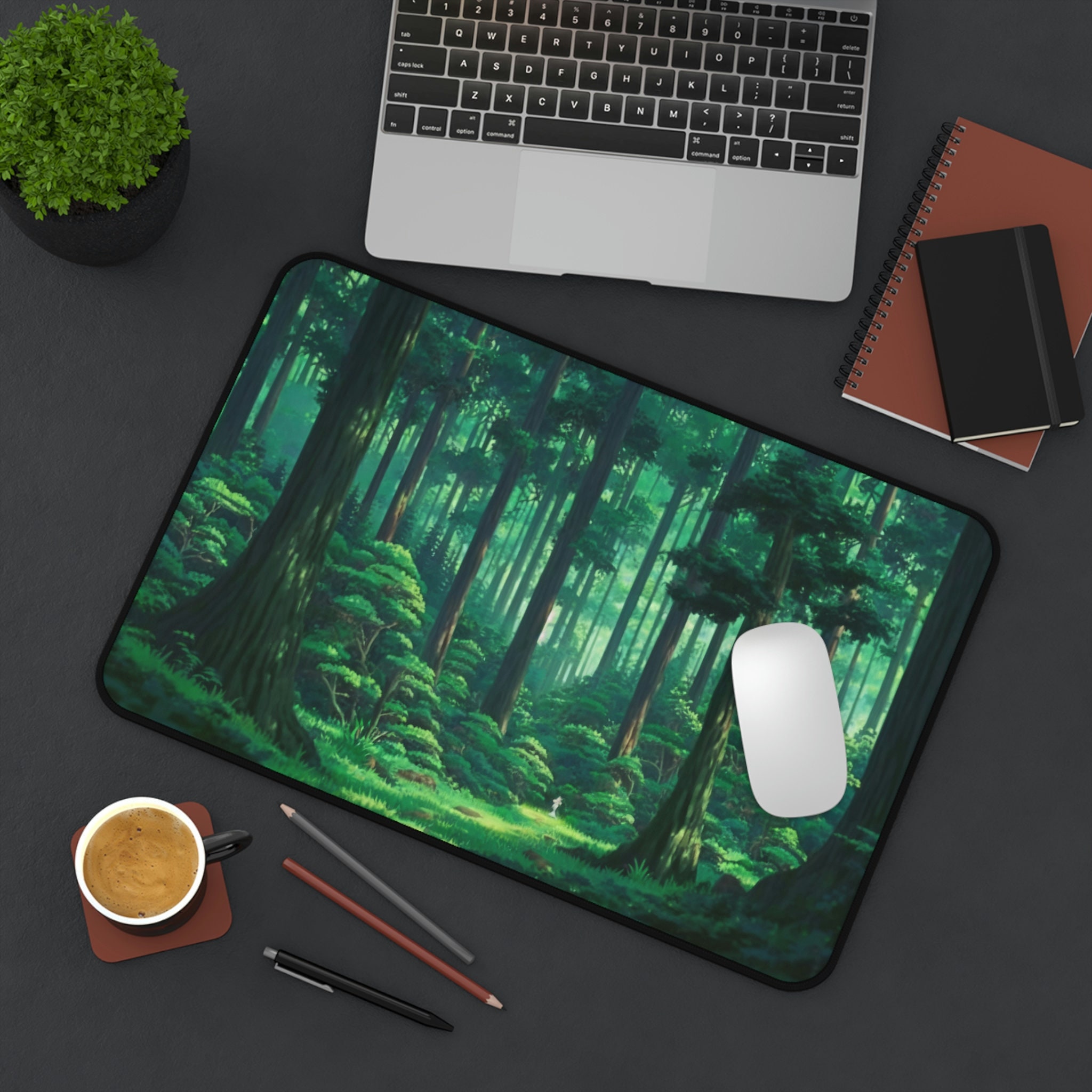 Studio Ghibli Inspired Forest Desk Mat Scene Anime for Gamers for Girls ...