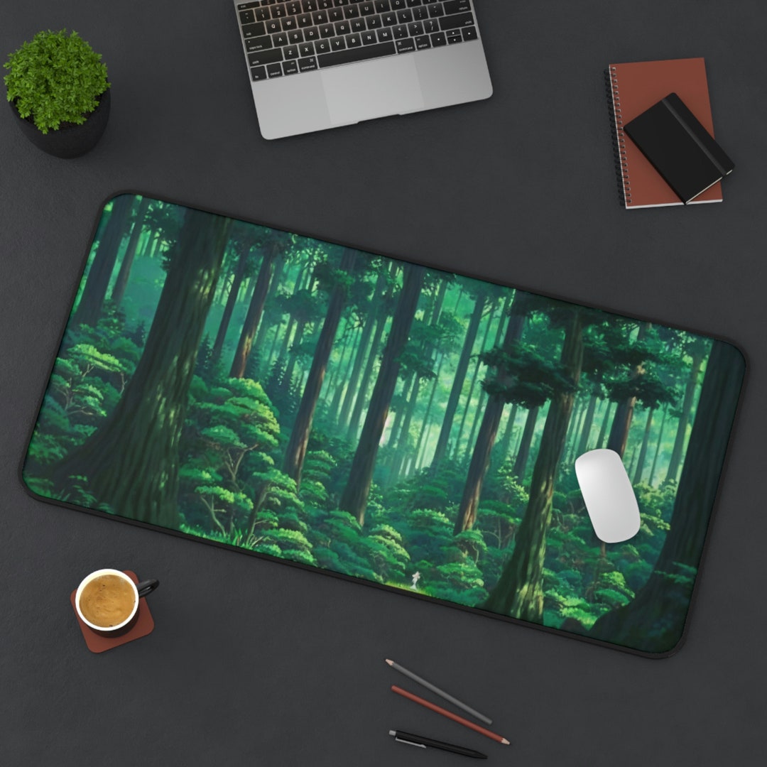 Studio Ghibli Inspired Forest Desk Mat Scene Anime for Gamers for Girls ...