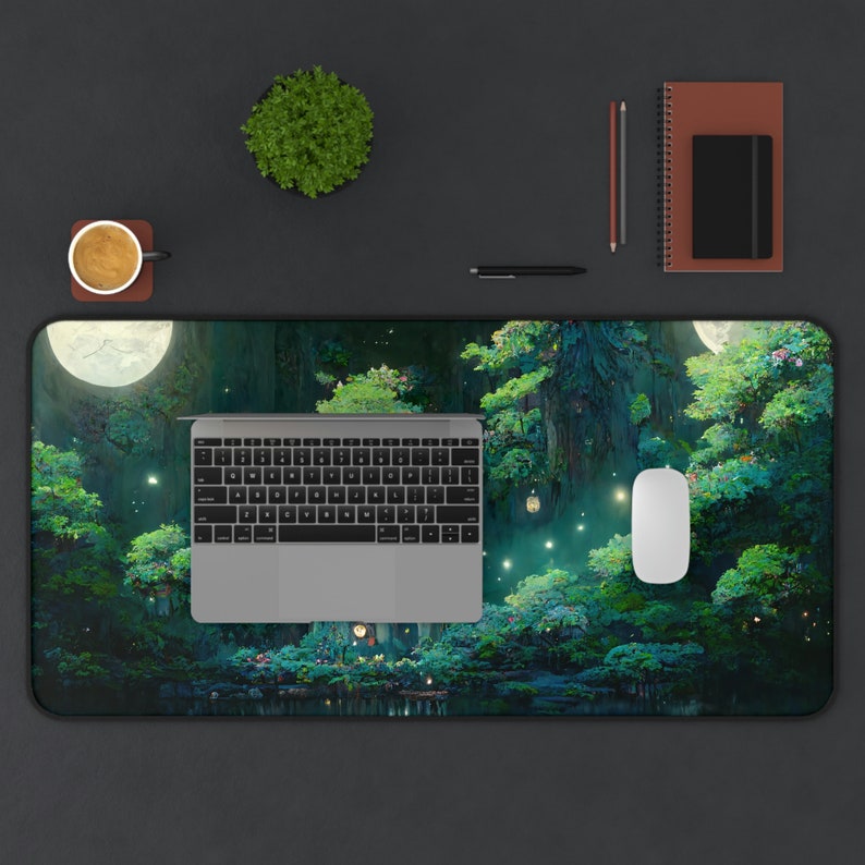 Ghibli Inspired Magical Forest Desk Mat Mousepad for Gamers - Etsy