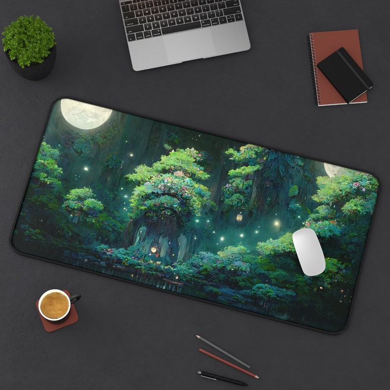 Ghibli Inspired Magical Forest Desk Mat Mousepad for Gamers - Etsy