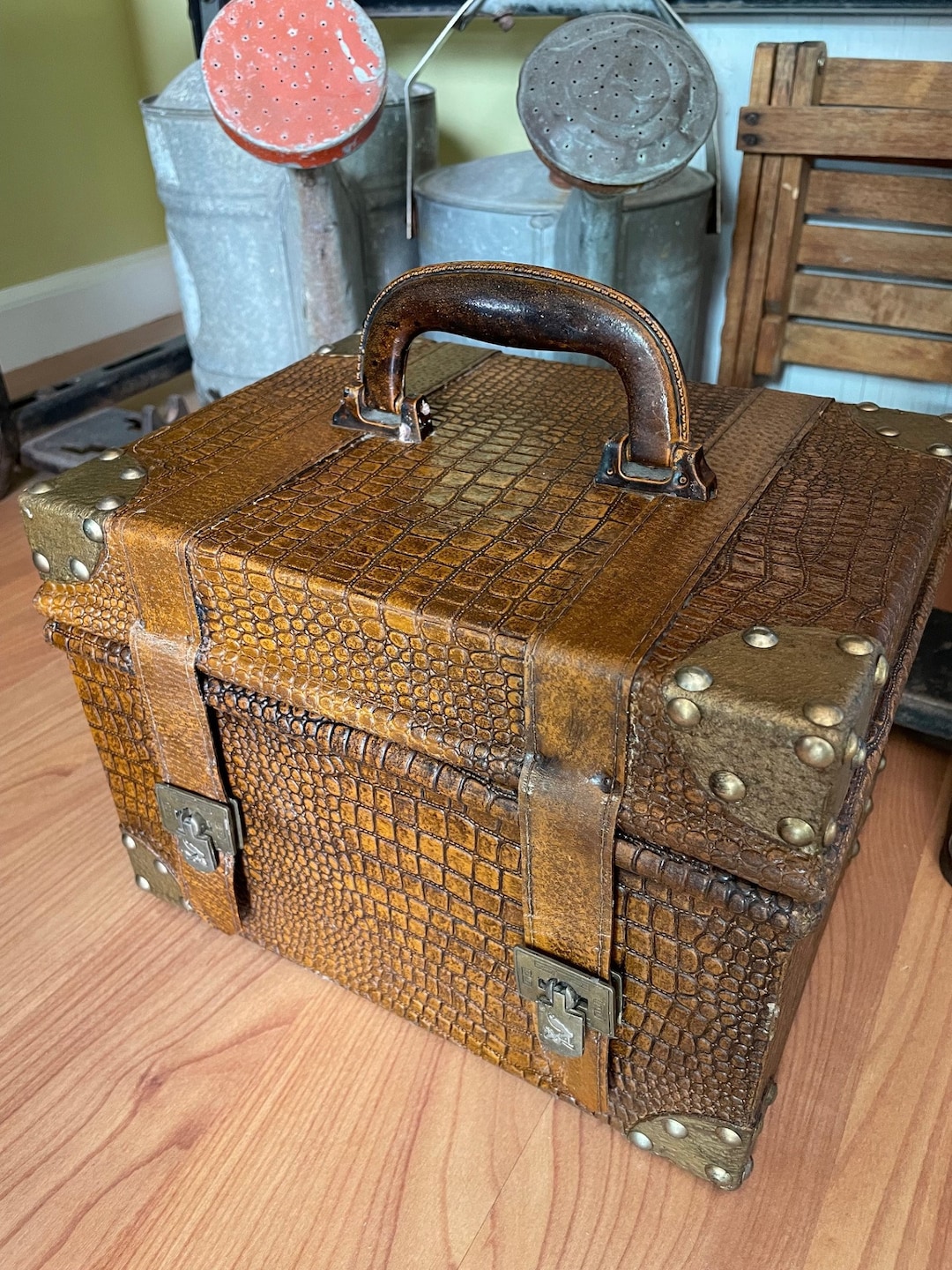 Small Storage Chest / Lined Box With Hinged Lid . Treasure Chest . Faux ...