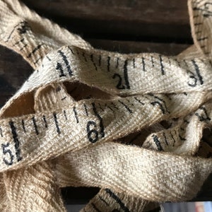Cotton Twill Tape "ruler" Ribbon . Coffee Stained Vintage Style Trim ...