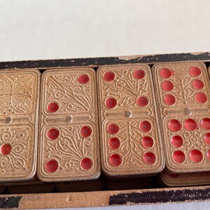 Antique Embossed Dominoes . Wooden . Red Dot . Late 1800's / Victorian ...