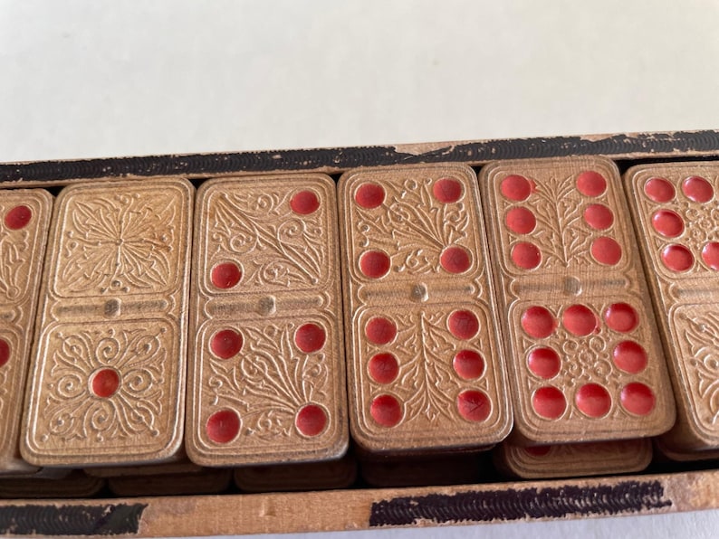 Antique Embossed Dominoes . Wooden . Red Dot . Late 1800's / Victorian ...