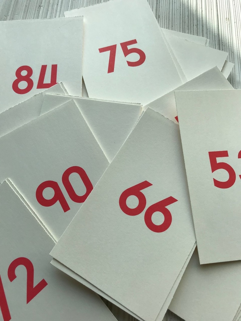 Vintage Number Flash Cards . Red and Blue . Set of Six Random - Etsy