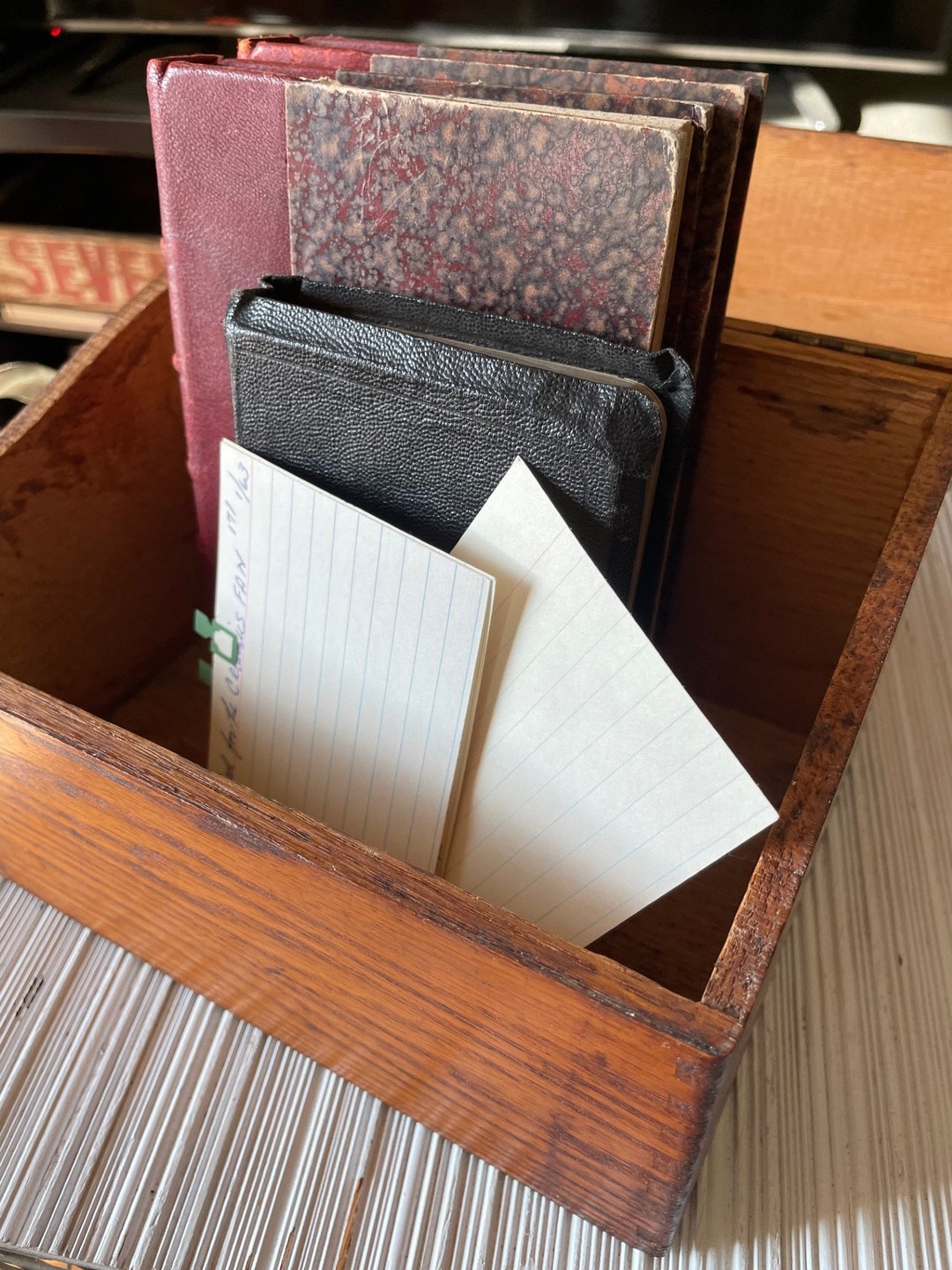 Vtg Oak File Box . Solid Wood With Dovetailed Joints . Metal Hinges ...