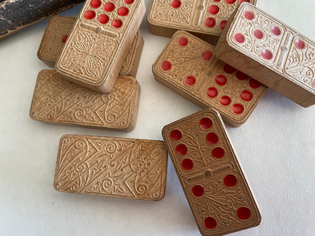 Antique Embossed Dominoes . Wooden . Red Dot . Late 1800's / Victorian ...