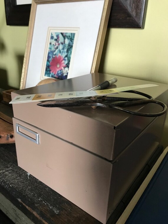 Small Metal Box Vintage Metal Index Card File Box Industrial Style ...