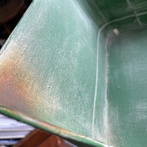 Metal Tote . Handled Basket . Vintage Look . Green . Farmhouse / Garden ...