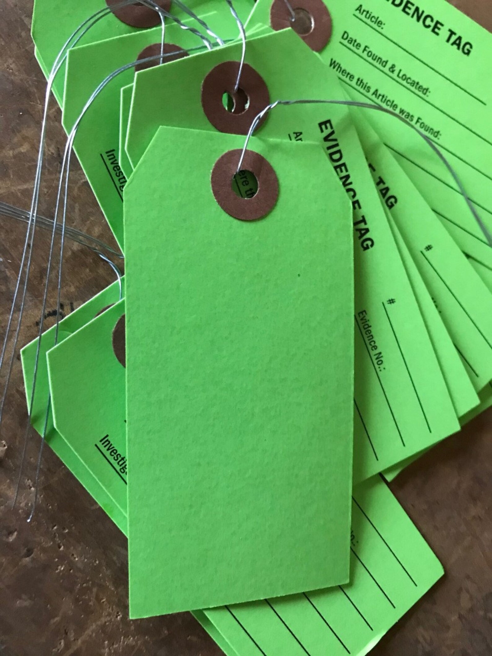 Set of NINE Crime Evidence/industrial Tags . Tags With Wire . | Etsy