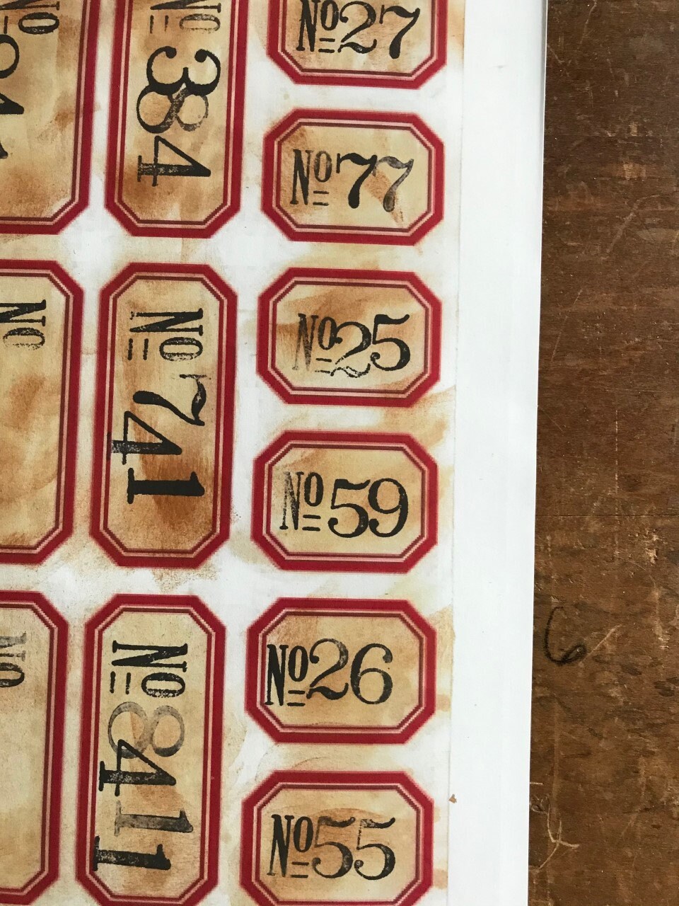 Hand Stamped Number Stickers / Labels . Distressed Vintage | Etsy