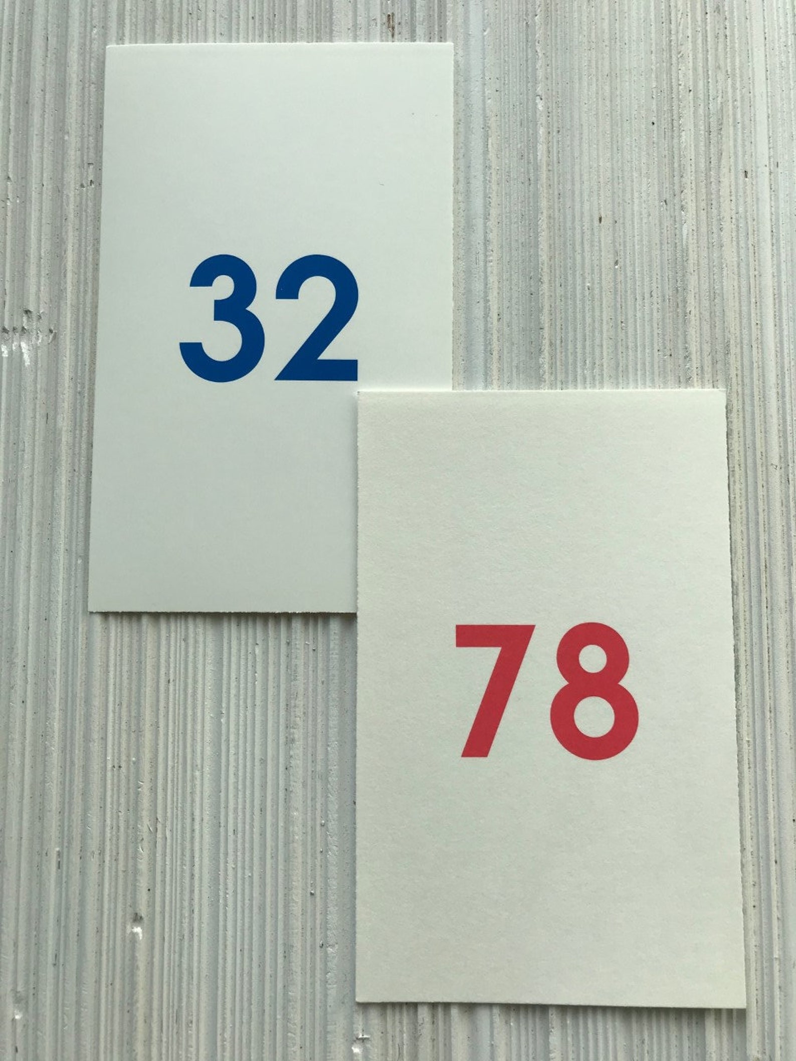 Vintage Number Flash Cards . Red and Blue . Set of Six Random Cards ...