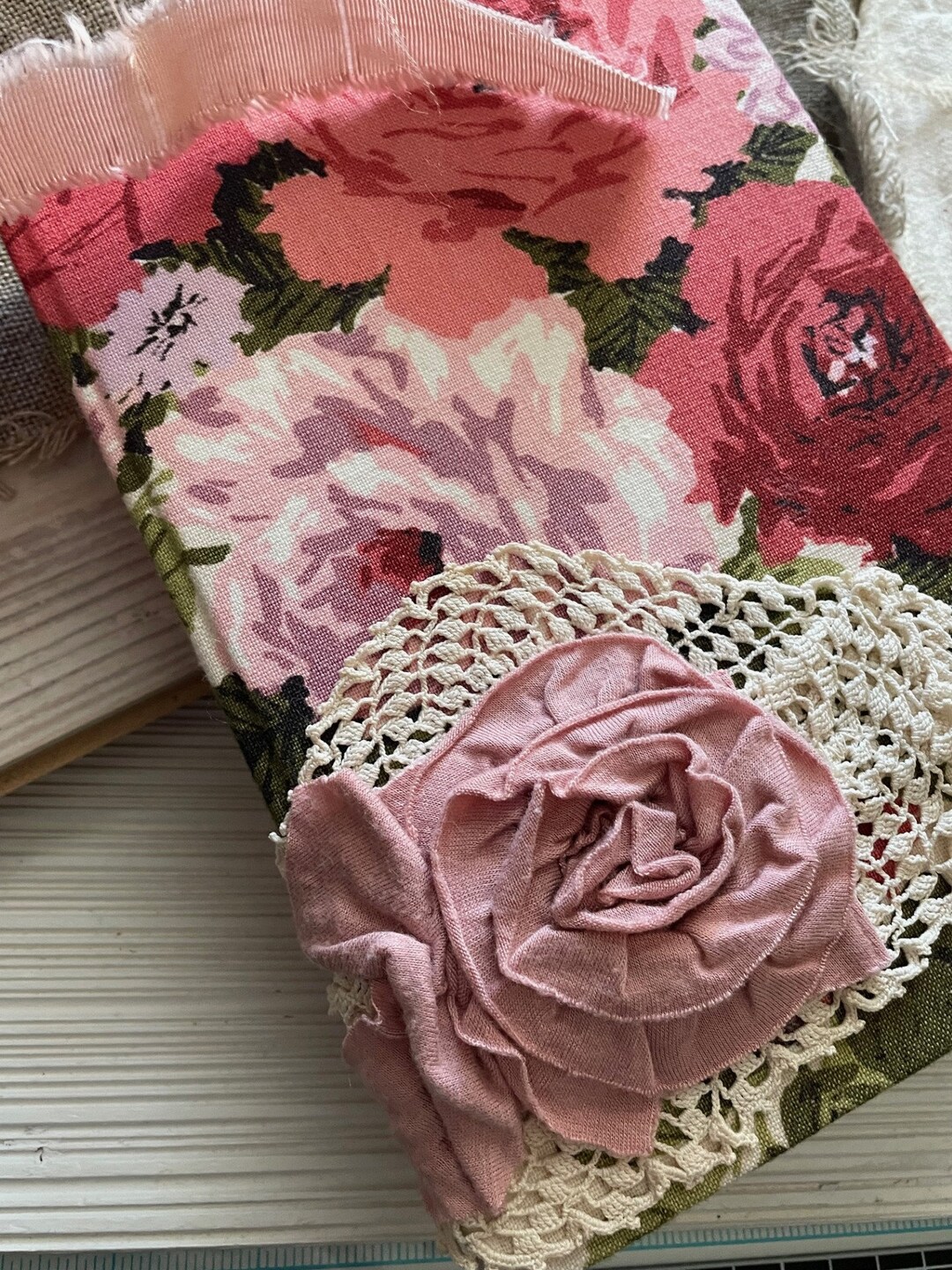 Handmade Writing Journal . Altered Vintage Hardcover Book . Vtg. Floral ...