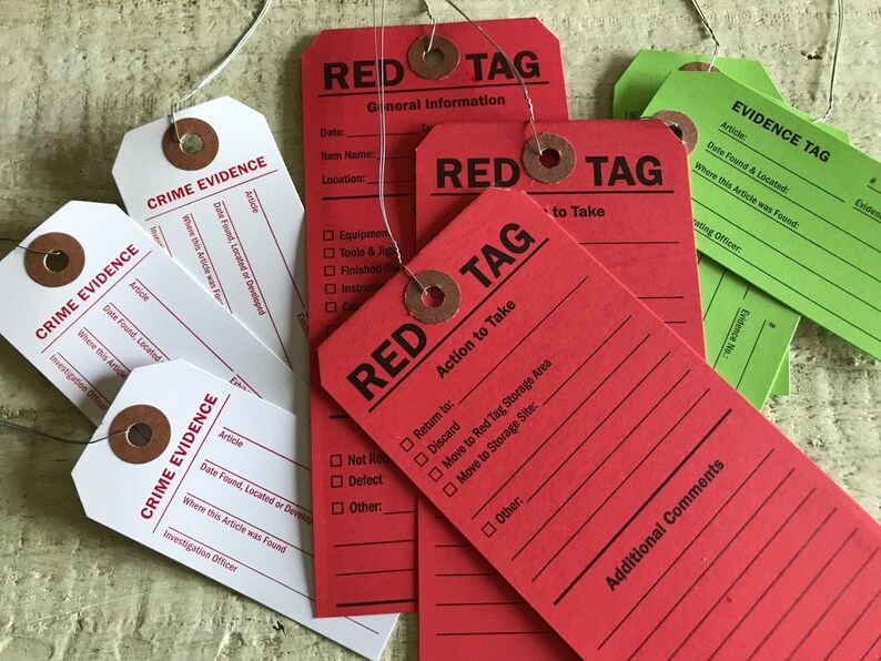 Set of NINE Crime Evidence/industrial Tags . Tags With Wire . | Etsy