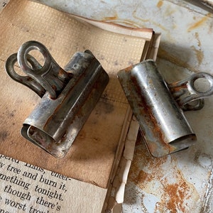 Rusty/grungy Journal Clips . Set of TWO Rusted Metal Clips . Bulldog ...