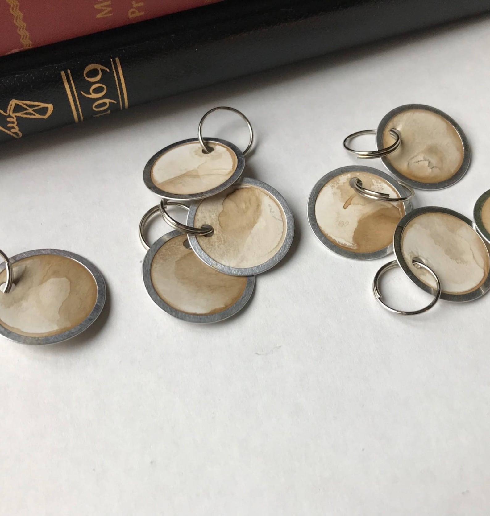 Altered Vintage Stained Key Tags . Set of SIX . Metal Rim Tags - Etsy