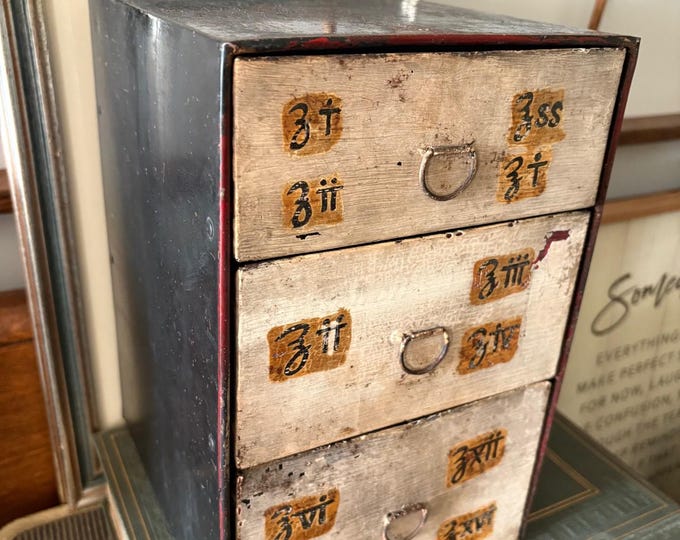 Small Metal Storage Cabinet . Vintage Storage Box . Three Divided ...
