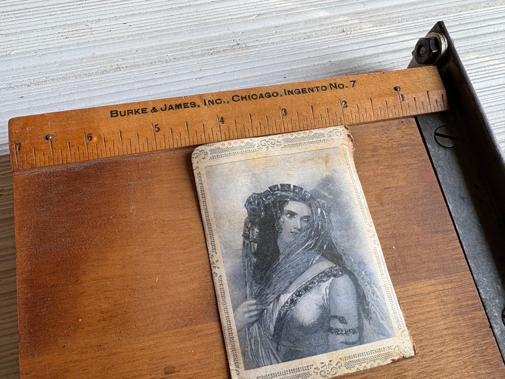 Antique Paper Cutter . Vintage Guillotine Cutter . Wood and Metal ...