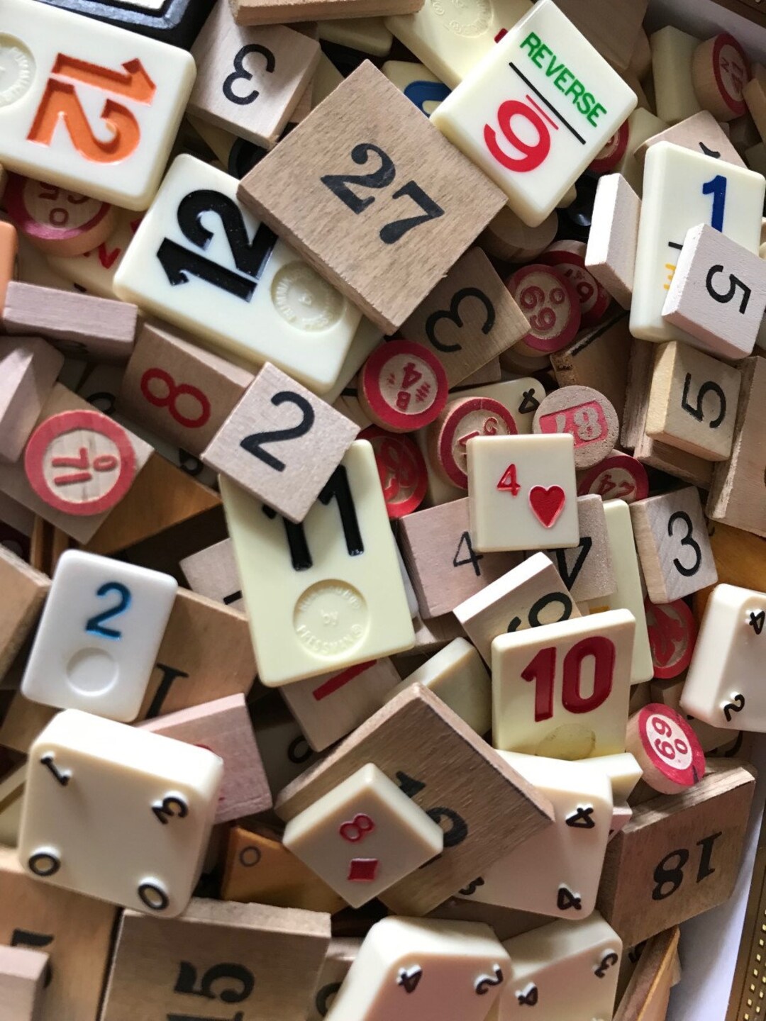 Vintage Number Game Pieces . Set of 30 . Number Tiles . Various Shapes ...