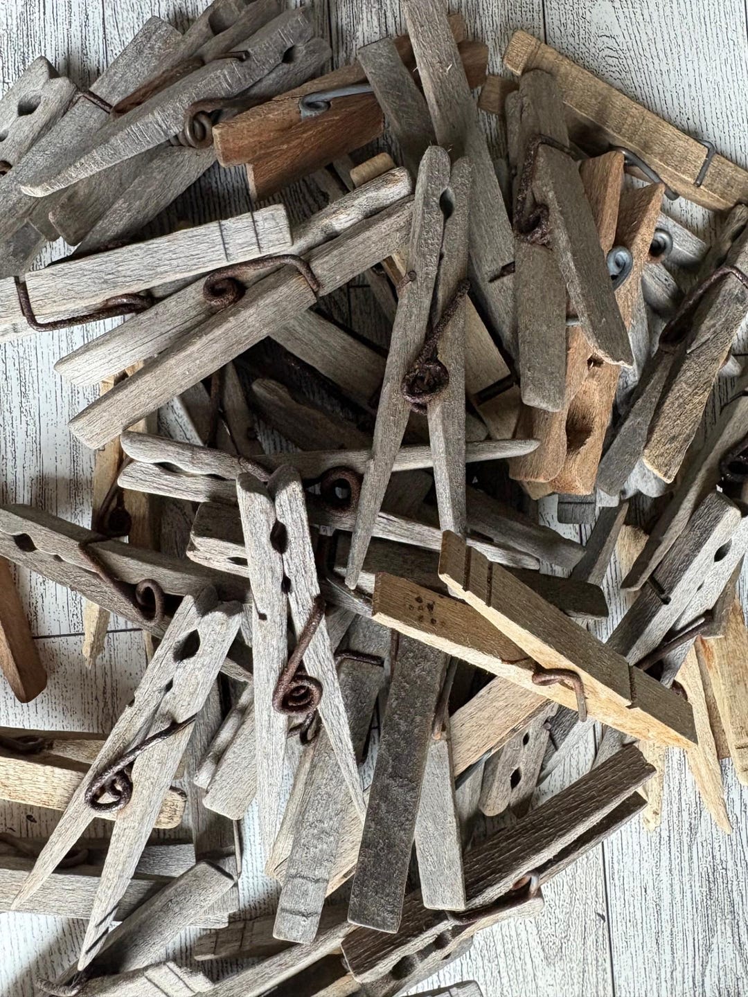 Vintage Wooden Clothespins . Wood Clothespins . Clip /spring Loaded ...