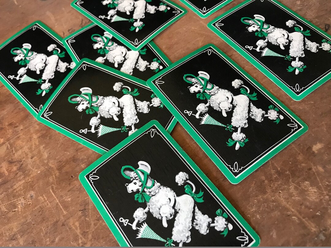 Vintage Poodle With Parasol Playing Cards . Random Set of EIGHT . Game ...