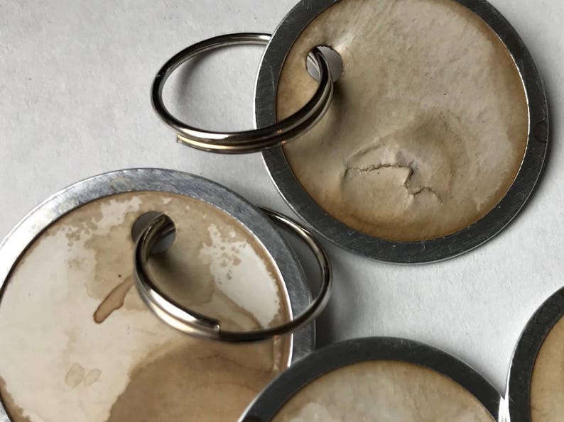 Altered Vintage Stained Key Tags . Set of SIX . Metal Rim Tags - Etsy