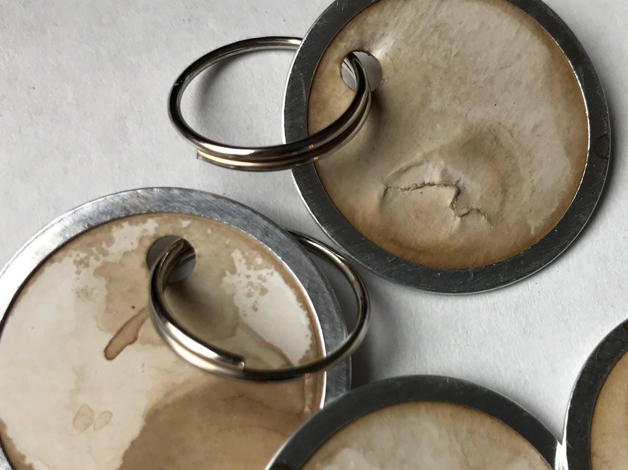 Altered Vintage Stained Key Tags . Set of SIX . Metal Rim Tags - Etsy