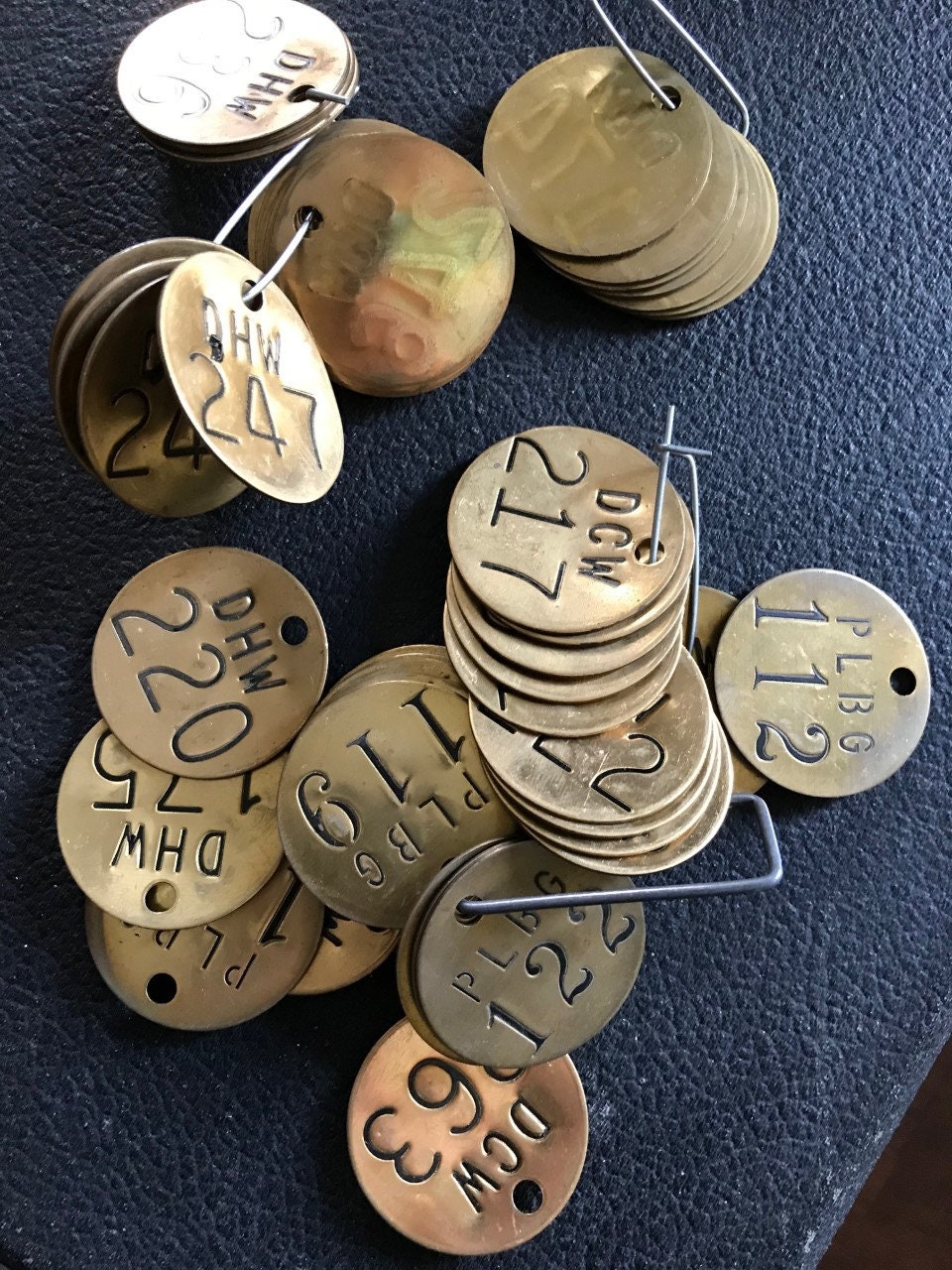 Vintage Brass Tag . Metal Number Tag . Vintage Industrial . - Etsy