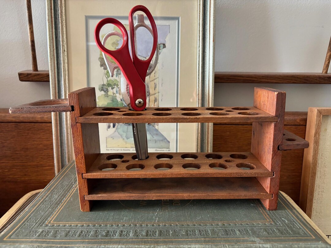 Vintage Wooden Stand . Holder for Art/desktop Supplies . Handcrafted ...