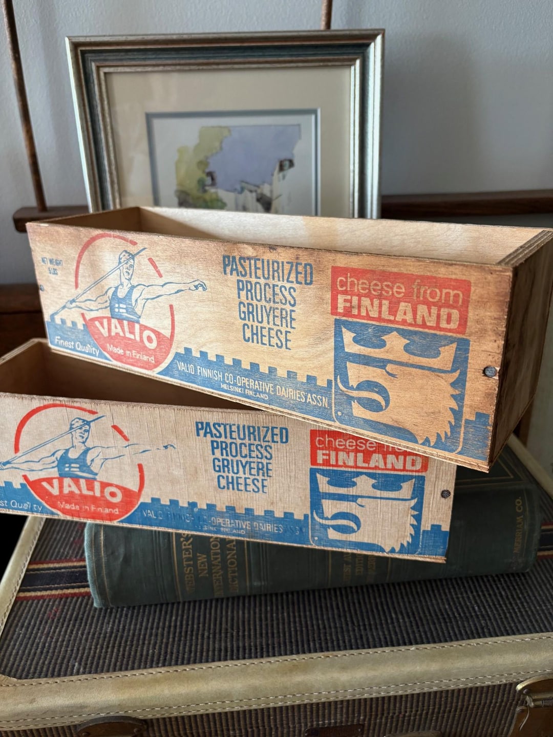 Vintage Cheese Boxes . Wood / Wooden . Set of Two Boxes . Storage Boxes ...
