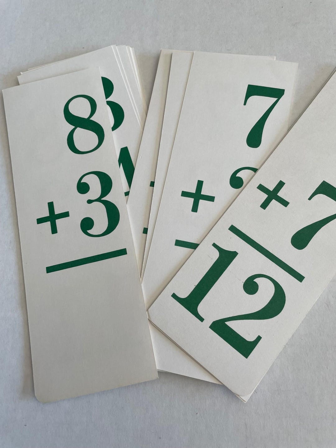Vintage Flash Cards . Green Numerals . Addition / Subtraction . NOS ...