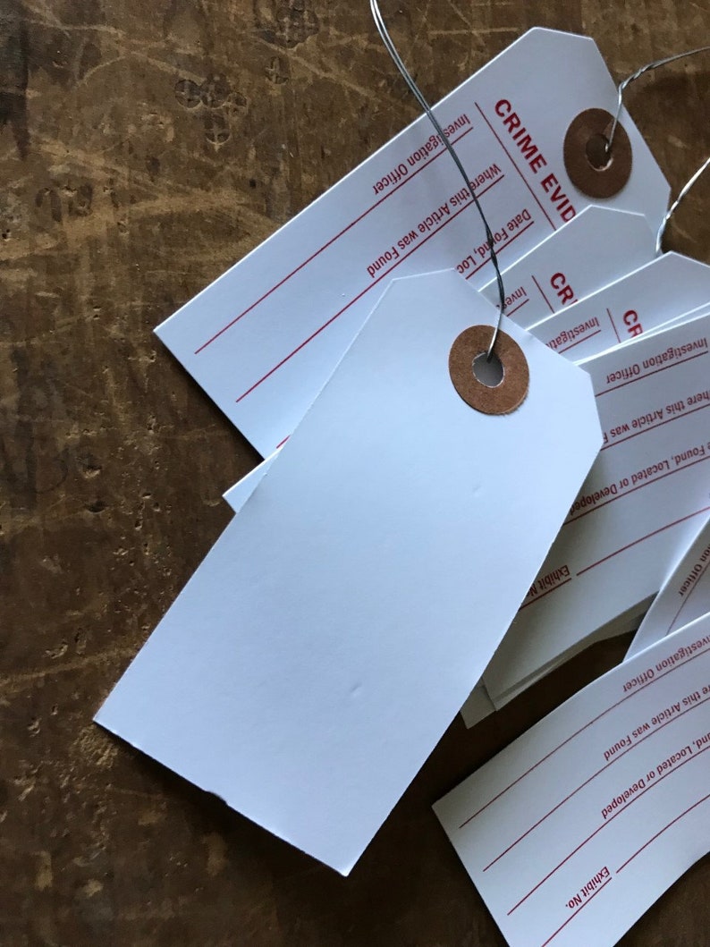 Set of NINE Crime Evidence/industrial Tags . Tags With Wire . | Etsy