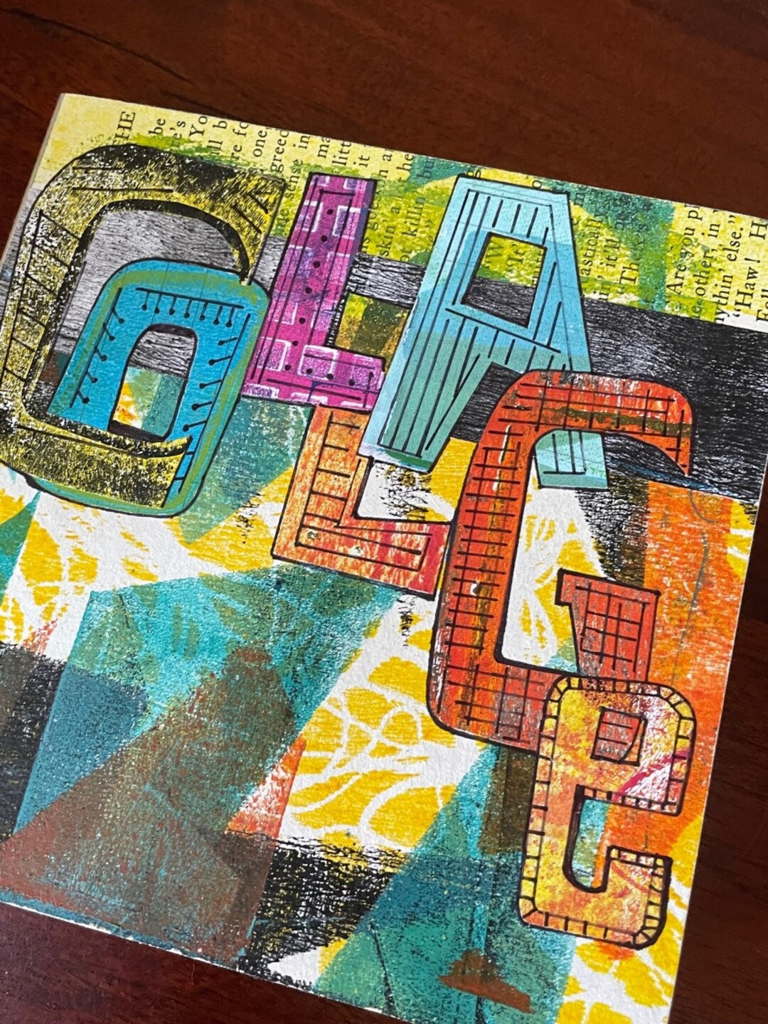Collage Art Board Book . Handmade . Gelli Printed Collage . Art Collage ...