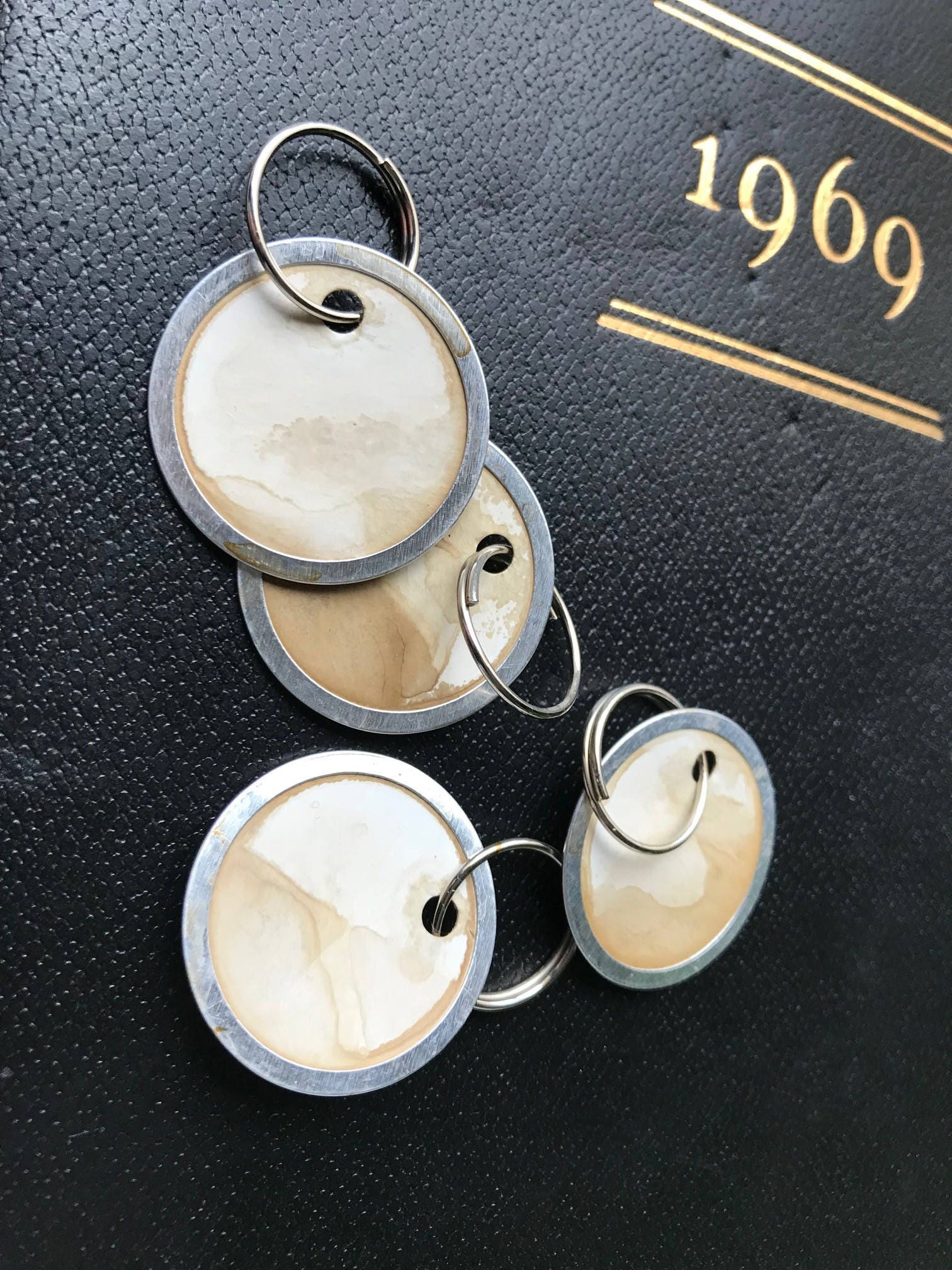 Altered Vintage Stained Key Tags . Set of SIX . Metal Rim Tags - Etsy
