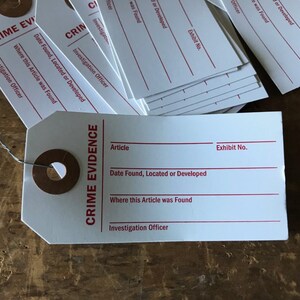 Set of NINE Crime Evidence/industrial Tags . Tags With Wire . Journal ...